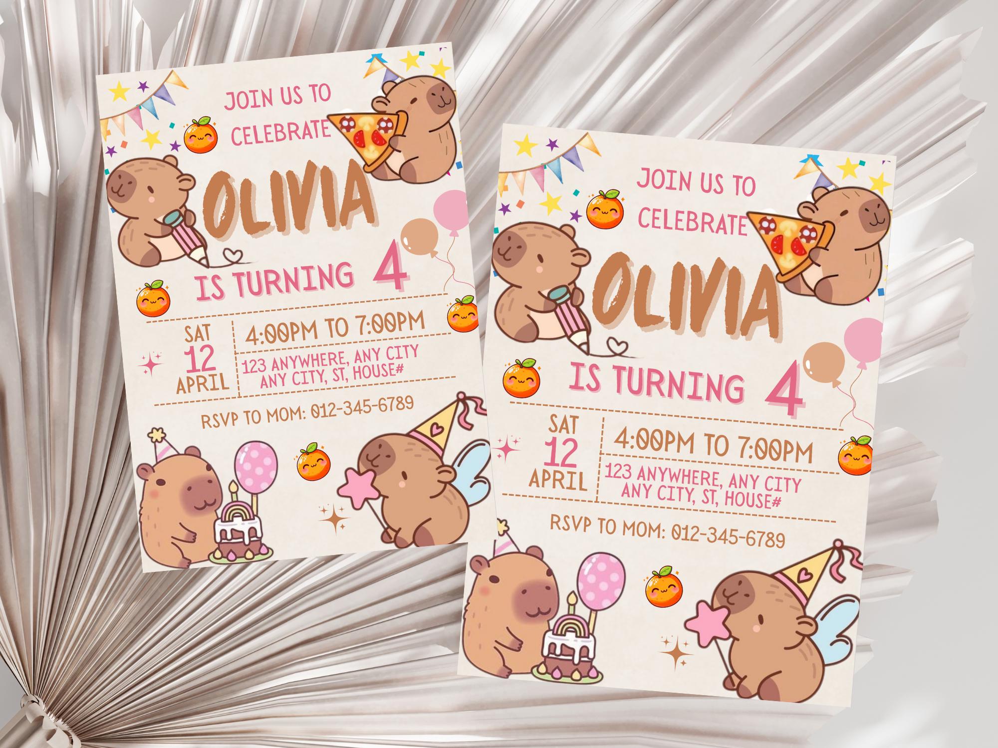 EDITABLE Capybara Invitation , Capybara Birthday , Capy Birthday ...