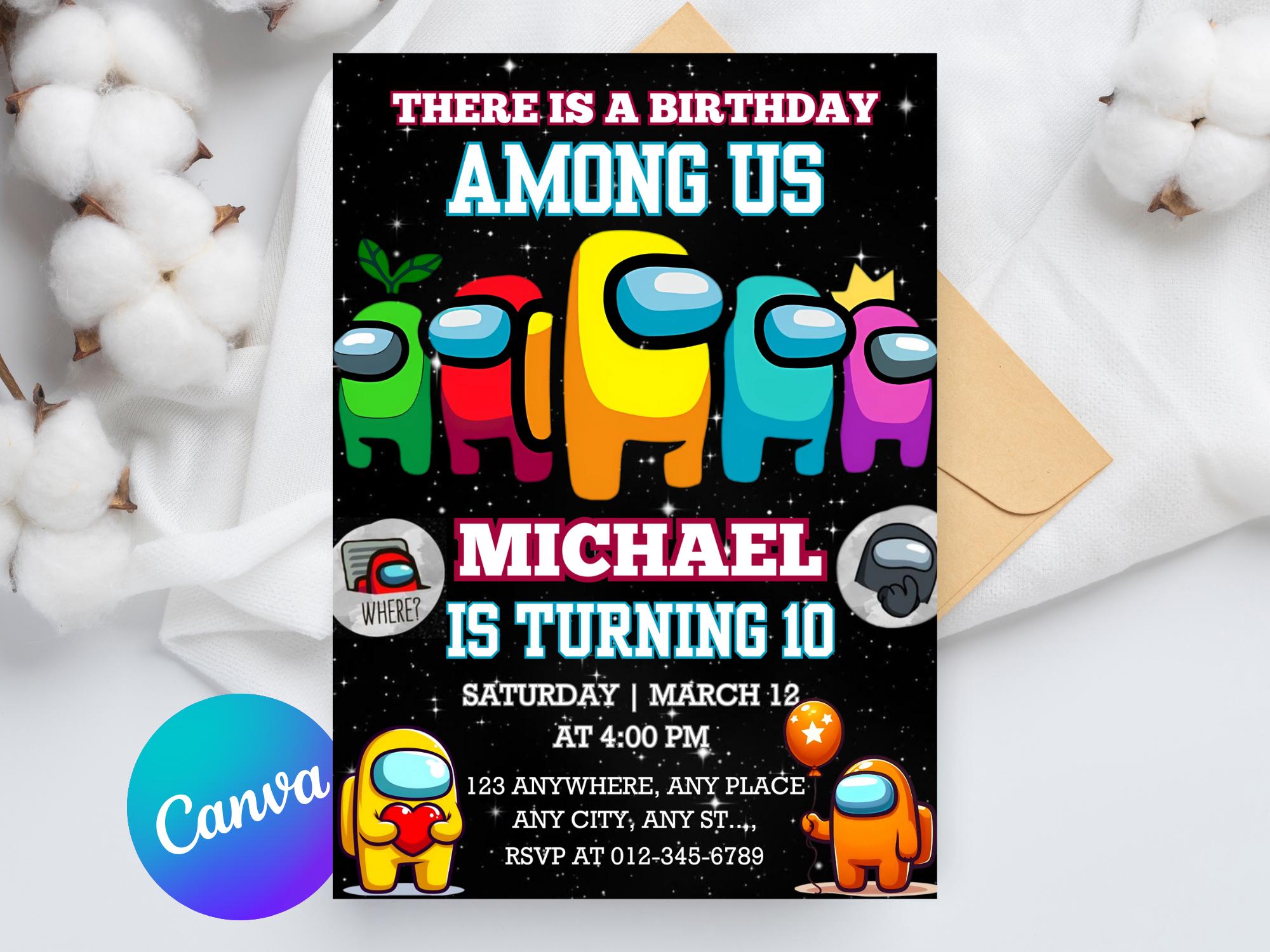 Among Us Invitation Birthday Invitation | Kids Birthday Invitation ...