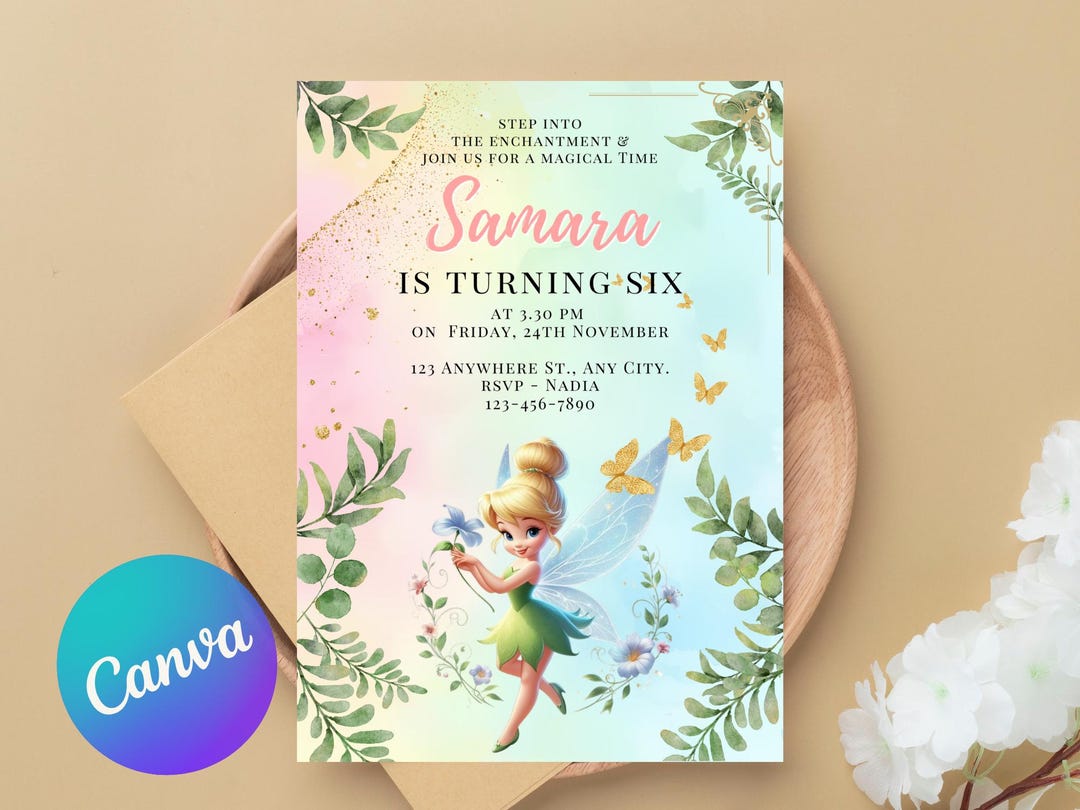 Tinkerbell Birthday Invitation, Fairy Tink Bell Birthday Party ...