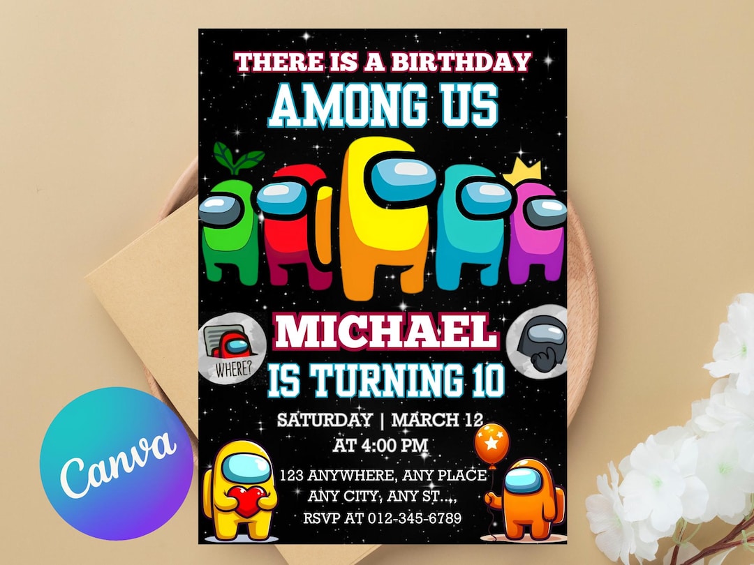 Among Us Invitation Birthday Invitation | Kids Birthday Invitation ...