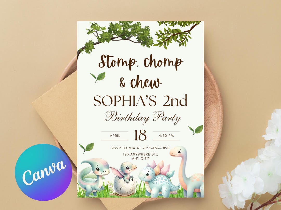 Editable Dinosaur 5th Birthday Invitation Template | I'm a Five-asaurus ...