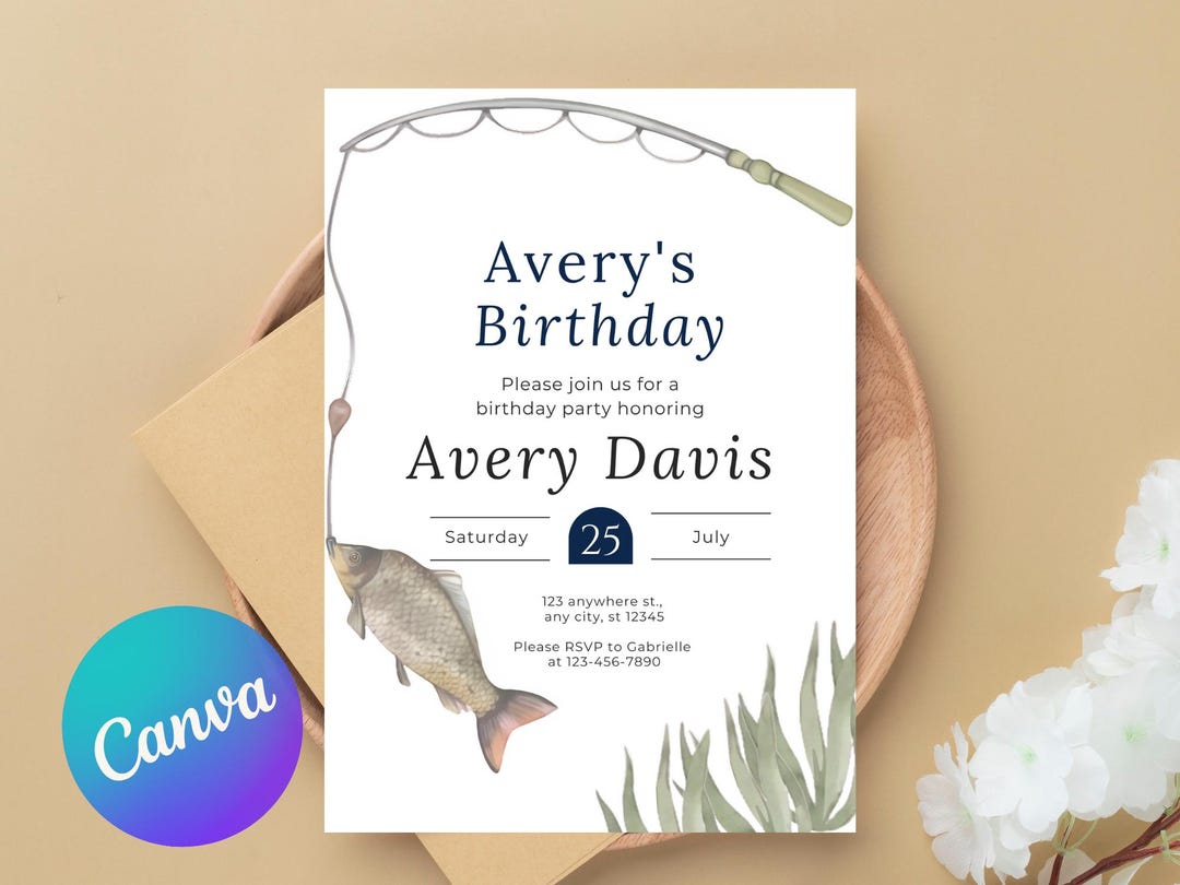 Editable Fishing Birthday Invitation Template, Fishing Birthday Invite ...