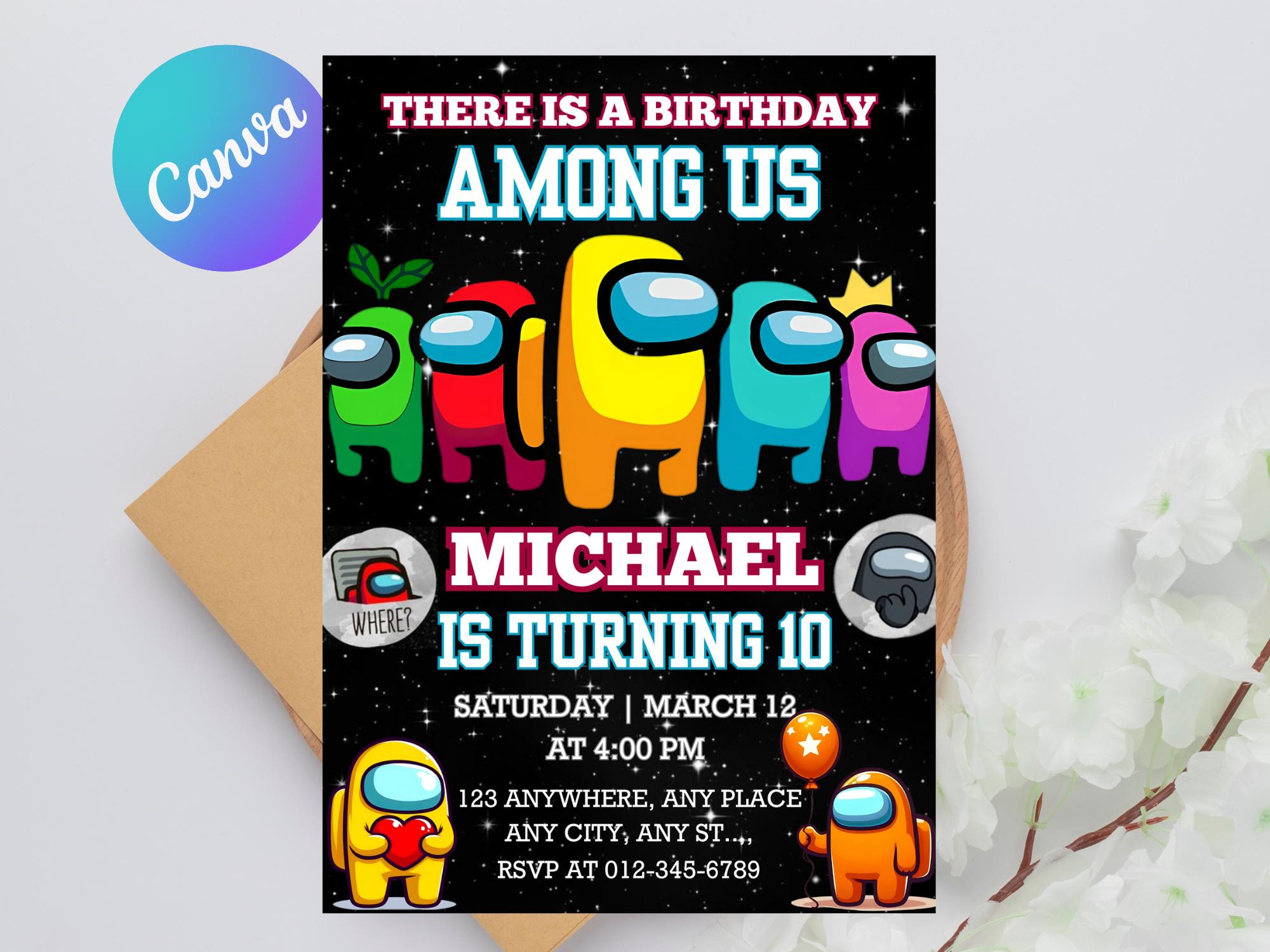 Among Us Invitation Birthday Invitation | Kids Birthday Invitation ...