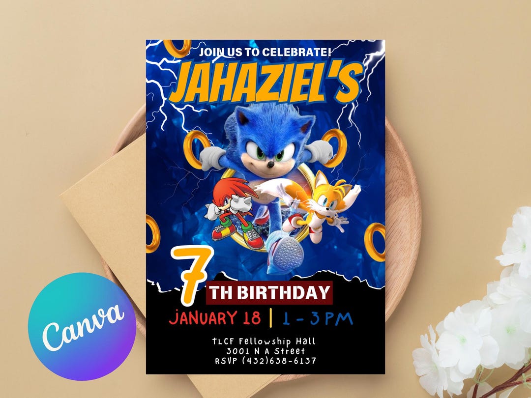 Sonic Birthday Invitation, Editable and Printable, Awesome Sonic Party ...