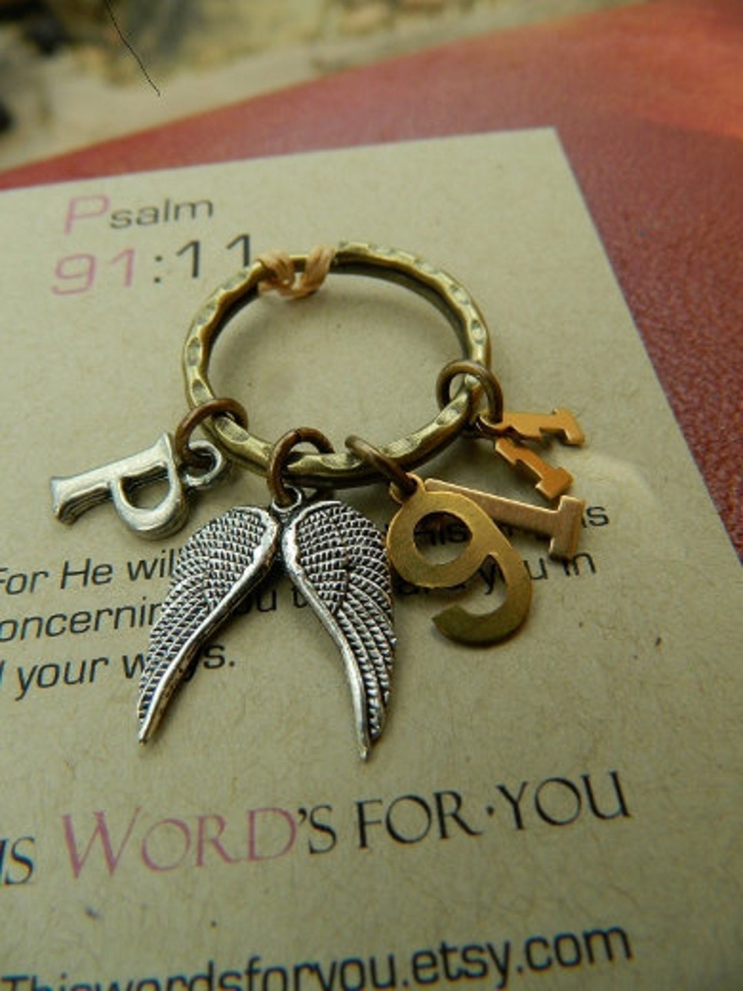 Psalm 91:11 Keychain - Guardian Angel Charm - Christian Scripture Gift ...
