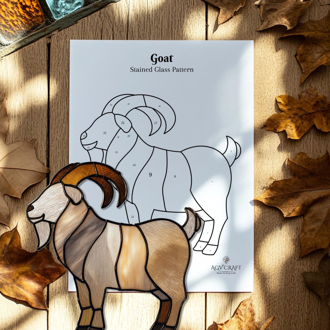 Goat Stained Glass Pattern, Lamb Suncatcher Template, Goat Stained ...