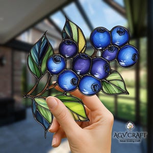 Blueberry Stained Glass Pattern, Blueberry Suncatcher, Fruits Stained ...
