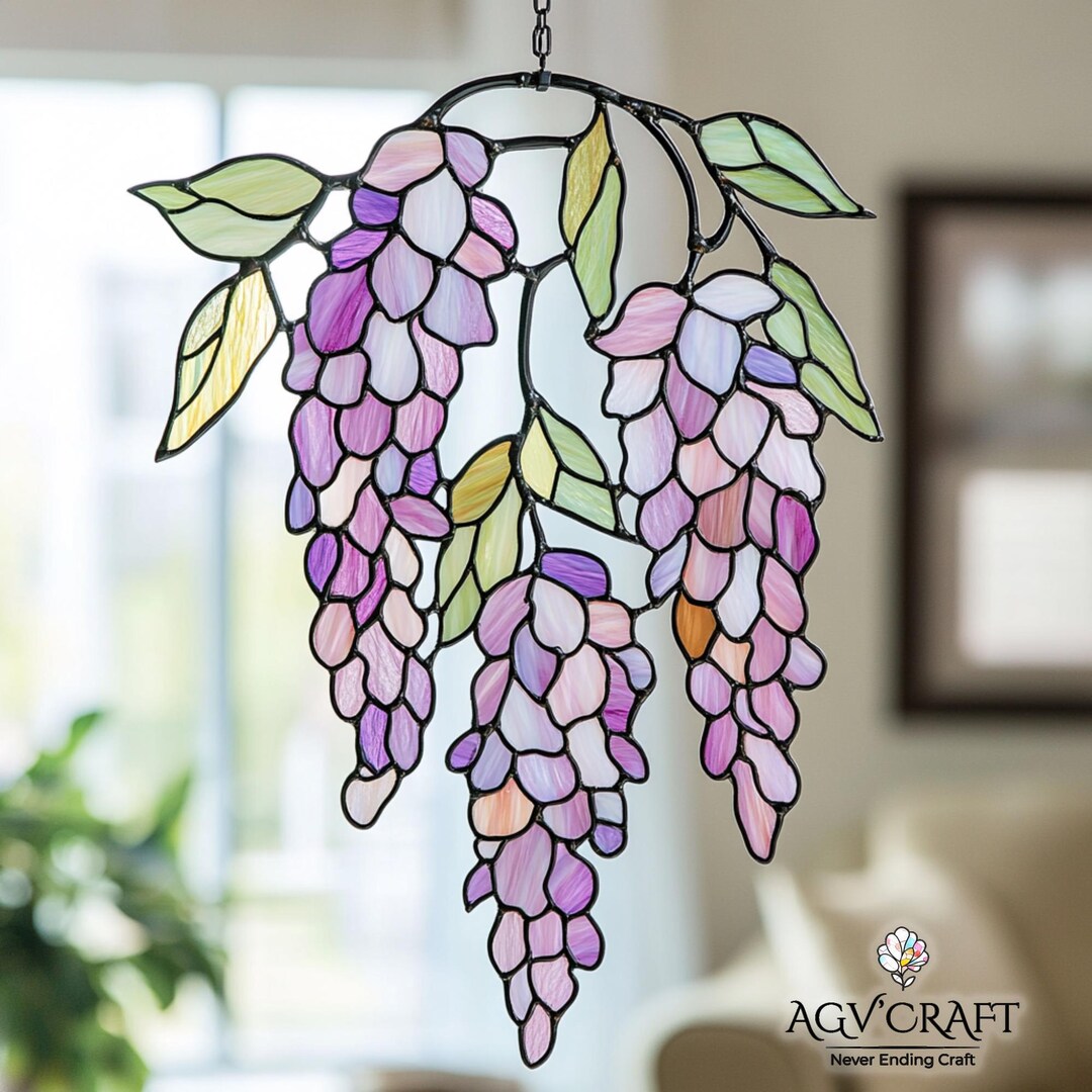 Wisteria Stained Glass Pattern, Spring Suncatcher, Wisteria Decor ...
