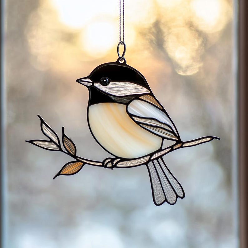 Chickadee Stained Glass Pattern, Bird Stained Glass Pattern, Bird ...