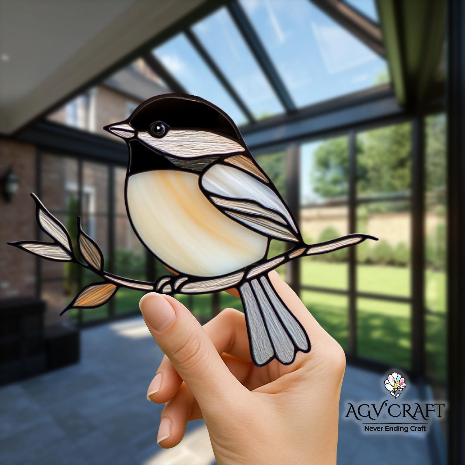 Chickadee Stained Glass Pattern, Bird Stained Glass Pattern, Bird ...