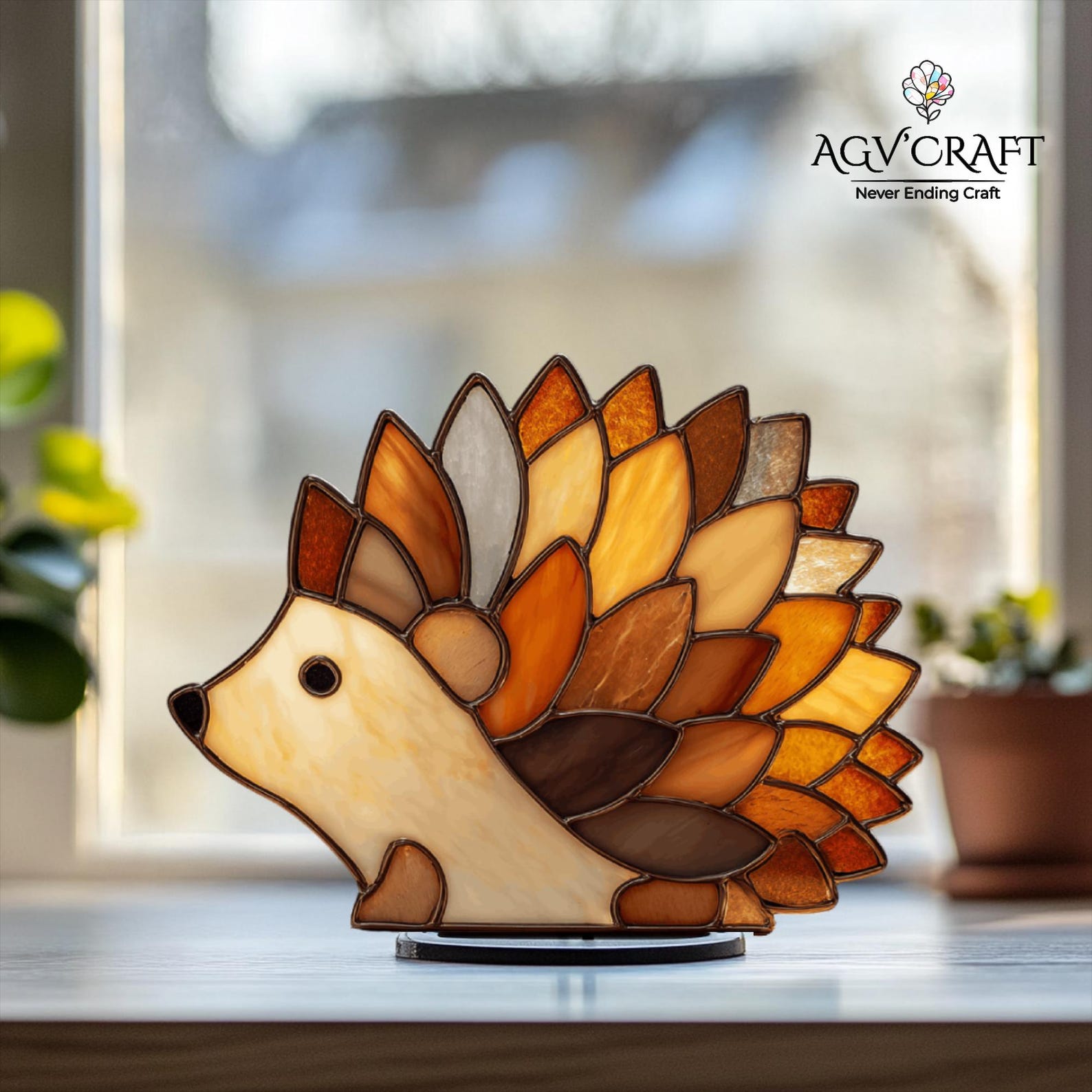 Hedgehog Stained Glass Pattern, Hedgehog Suncatcher, Animal Stained ...