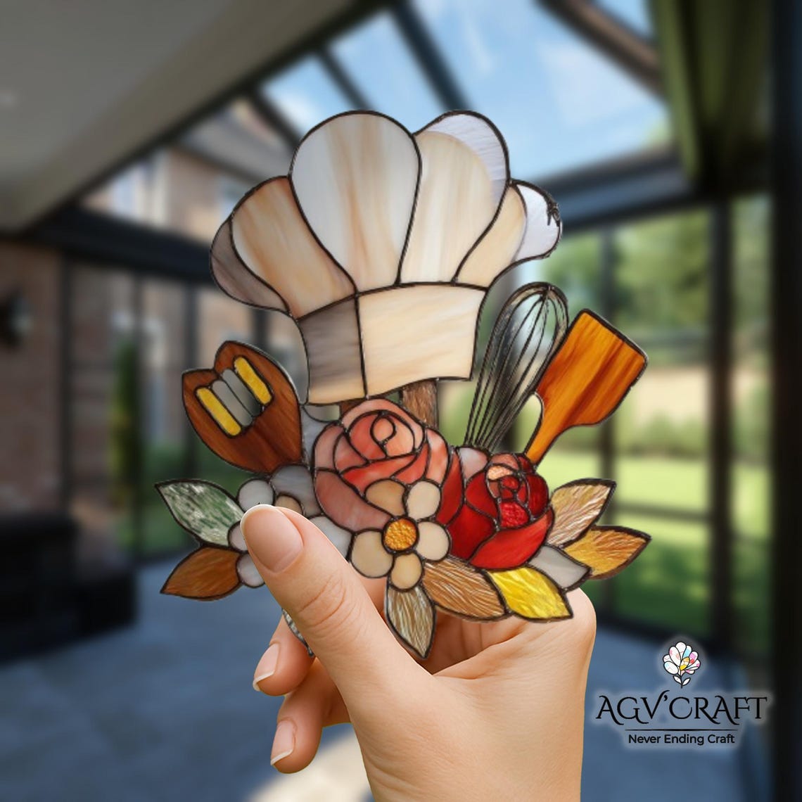 Chef Tools Stained Glass Pattern, Chef Tools Suncatcher, Kitchen Decor ...
