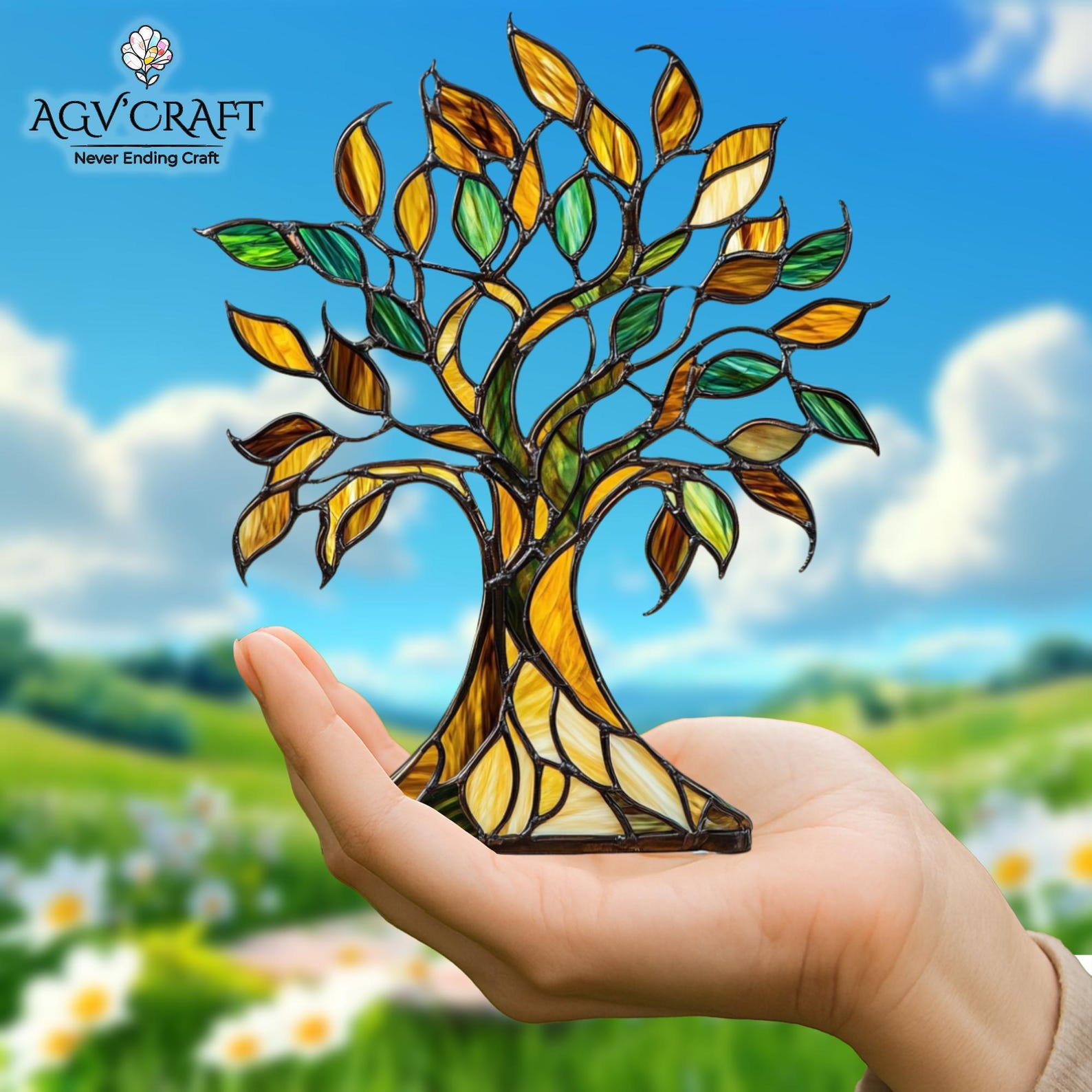 Tree of Life Stained Glass Pattern, Tree of Life Suncatcher, Tree ...