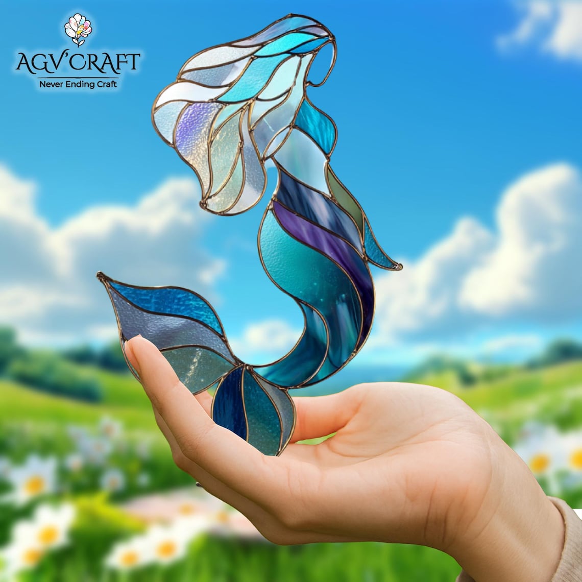 Mermaid Stained Glass Pattern, Mermaid Suncatcher, Under the Sea ...