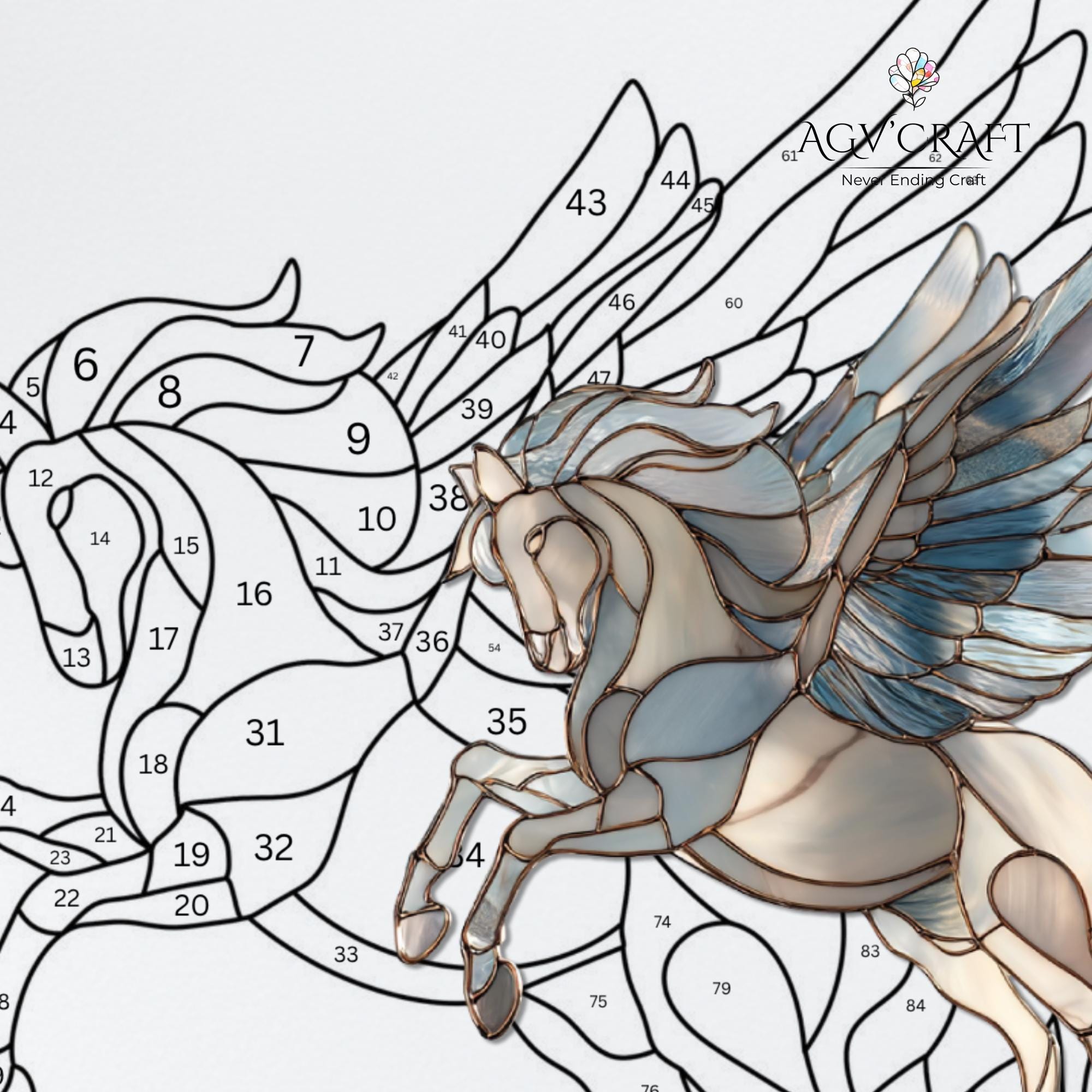 Pegasus Stained Glass Pattern, Flying Pegasus Suncatcher, Horse Stained ...