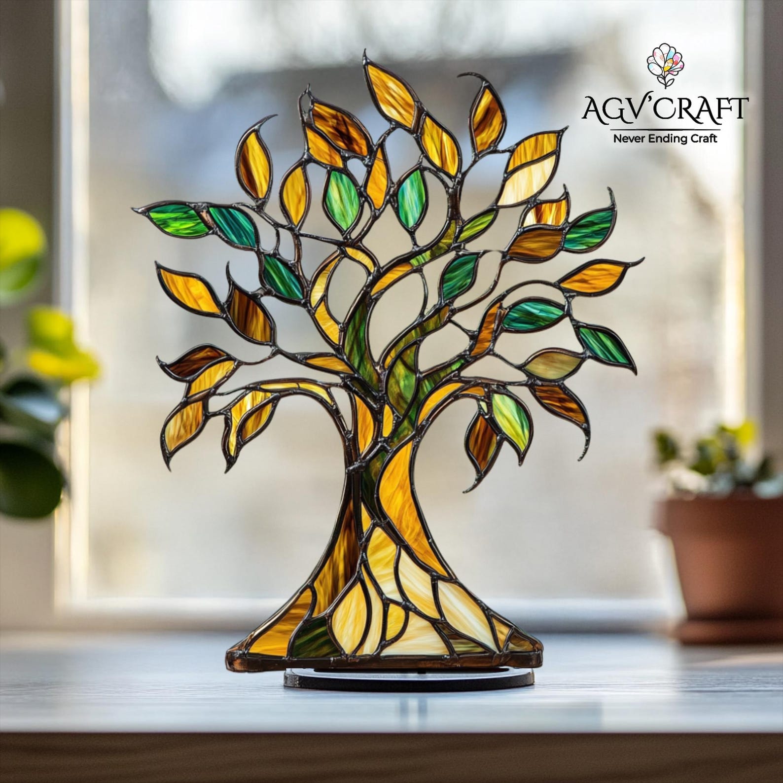 Tree of Life Stained Glass Pattern, Tree of Life Suncatcher, Tree ...