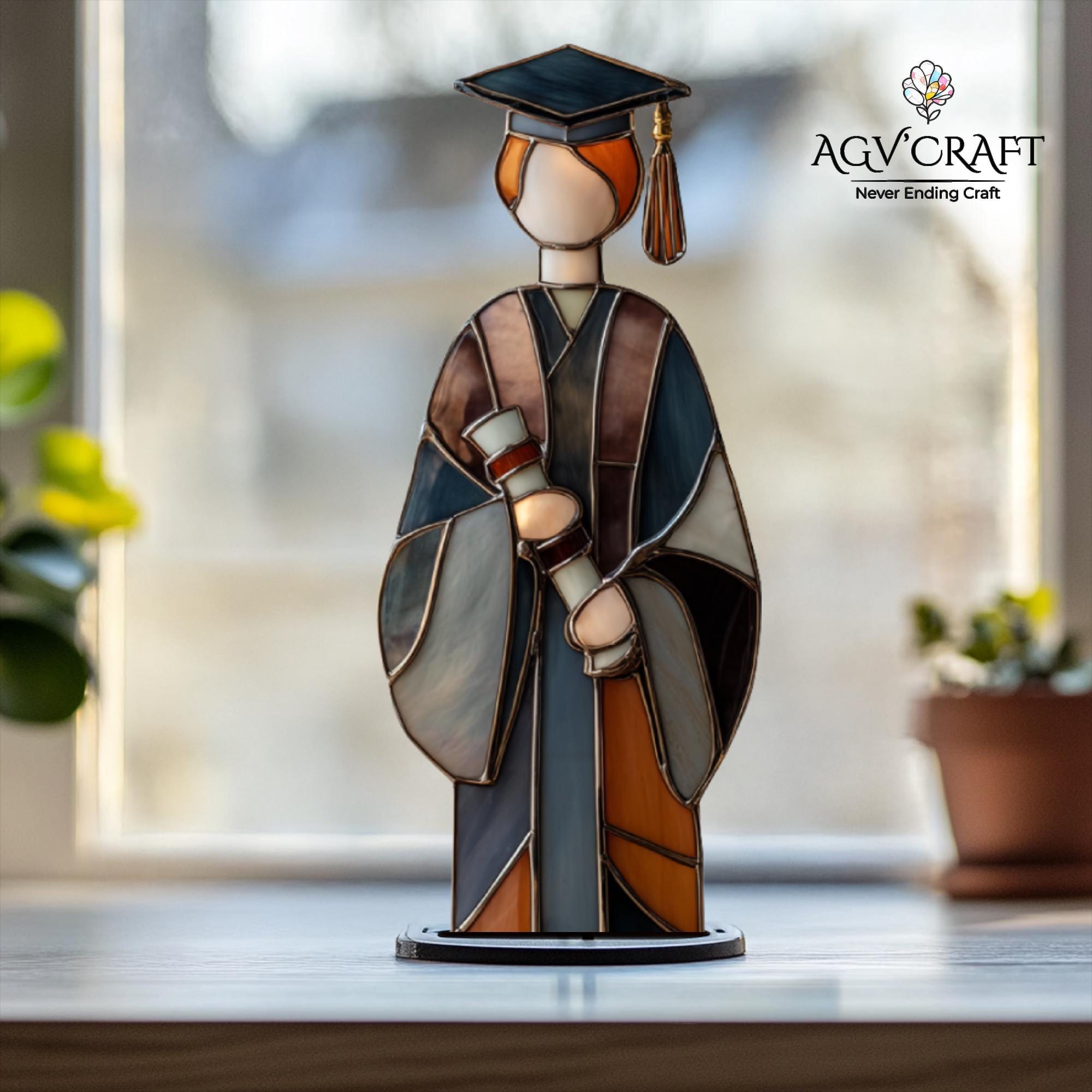 Graduation Stained Glass Pattern, Graduation Suncatcher Template, Home ...