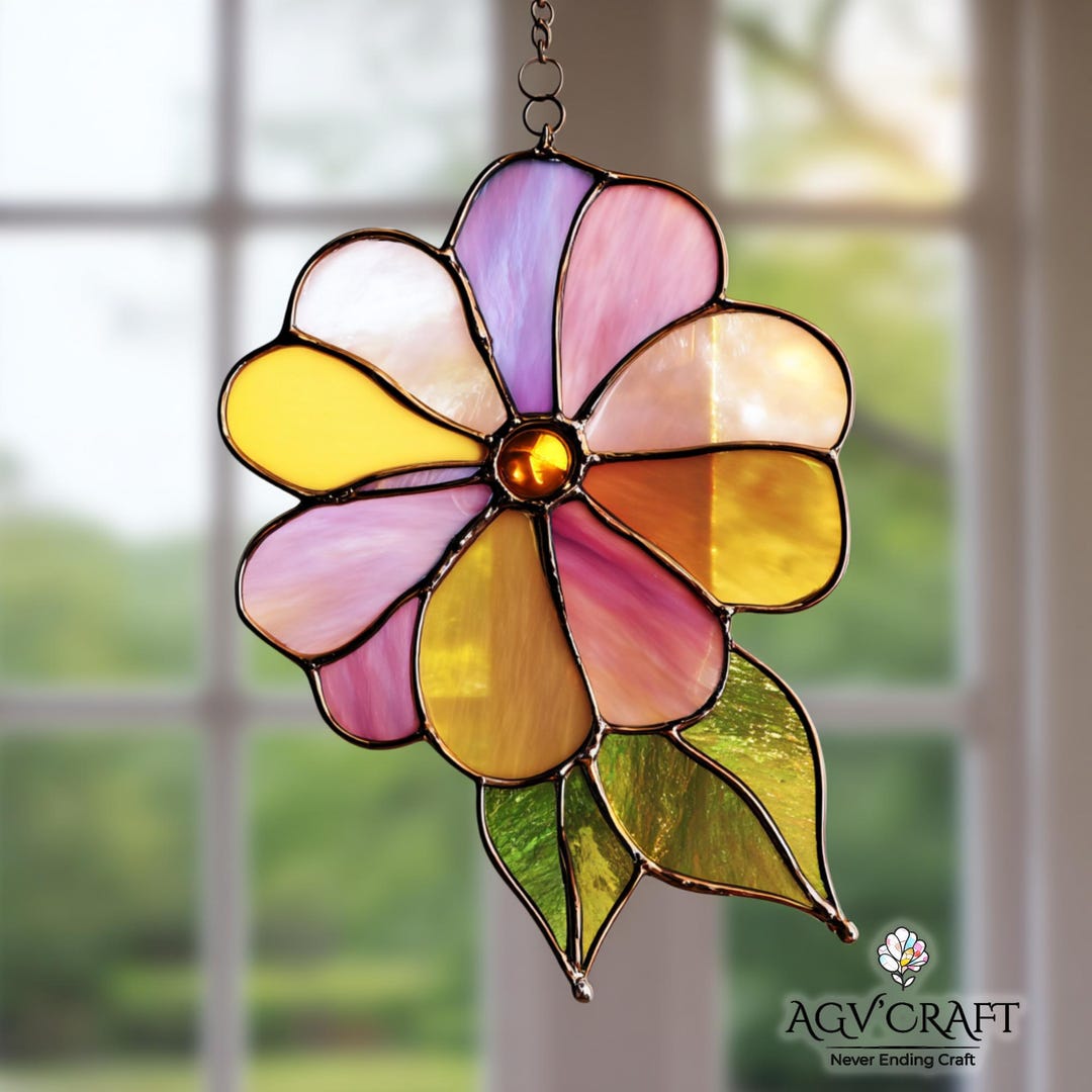 Primrose Stained Glass Pattern, Primrose Suncatcher, Flower Stained ...