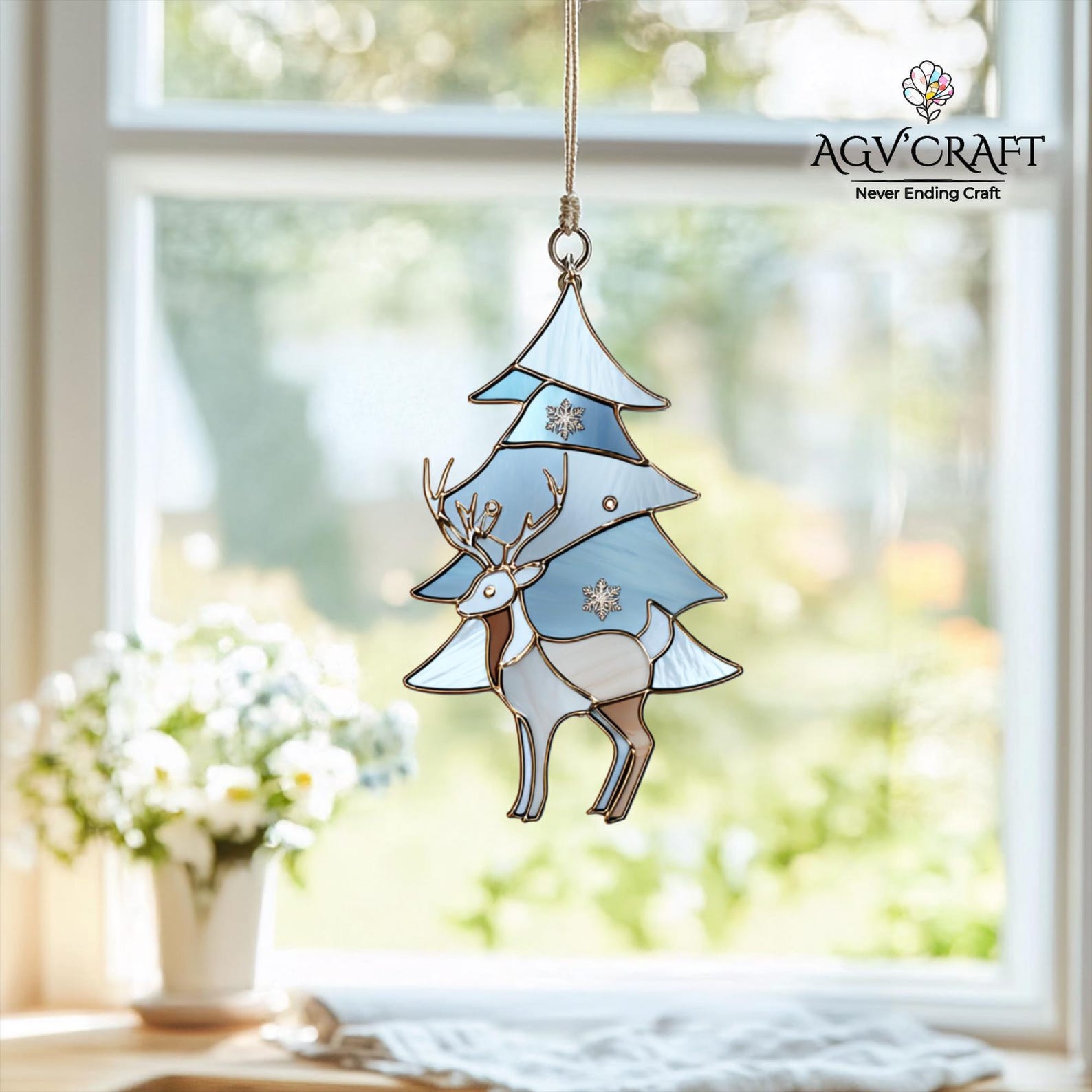 Winter Stained Glass Pattern, Winter Season Suncatcher, Snow Fall ...
