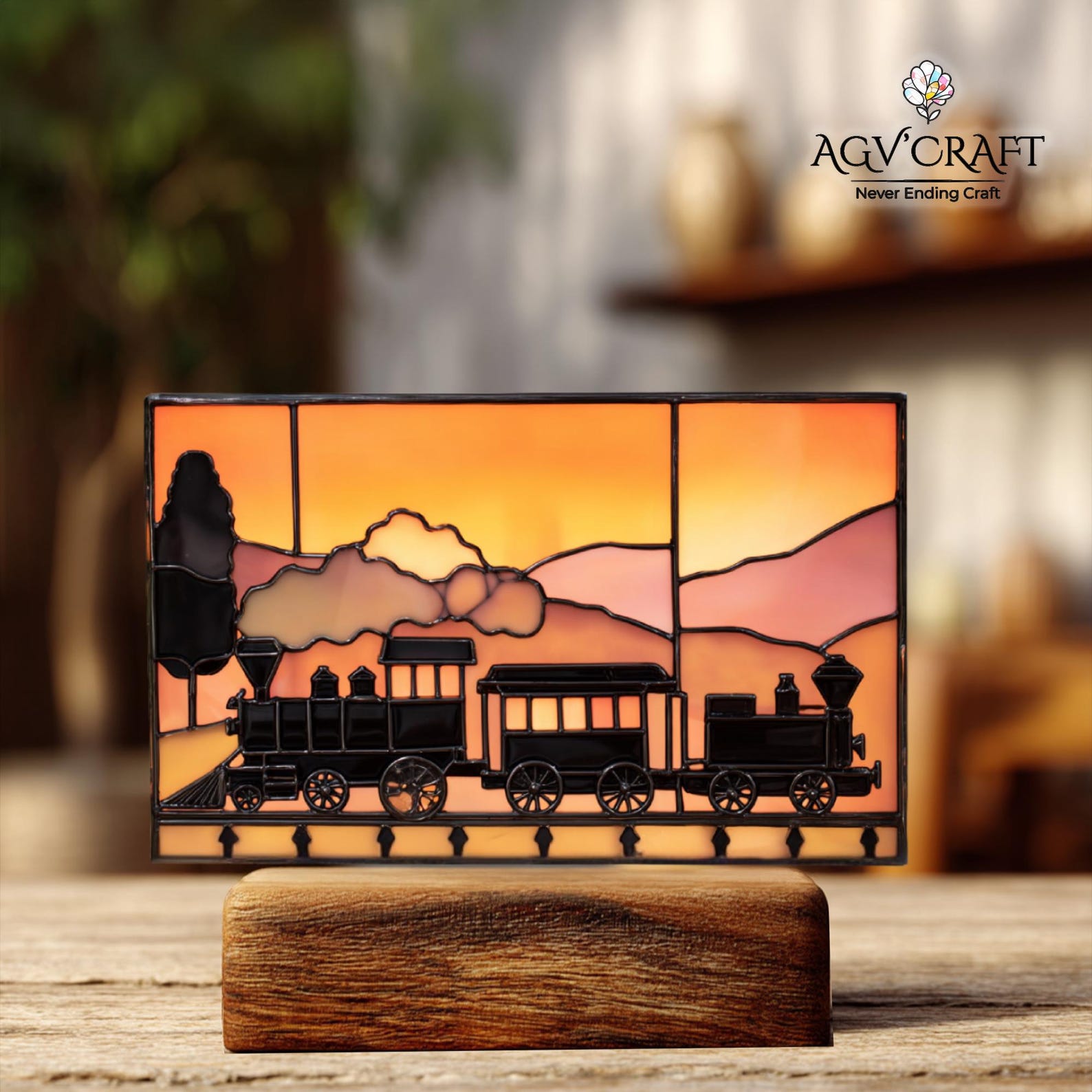 Train Journey Stained Glass Pattern, Train Suncatcher, Train Stained ...