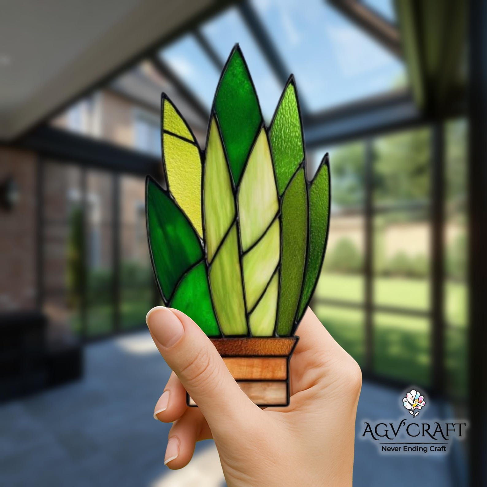 Snake Plant Stained Glass Pattern, Snake Plant Suncatcher, Agave Plant ...