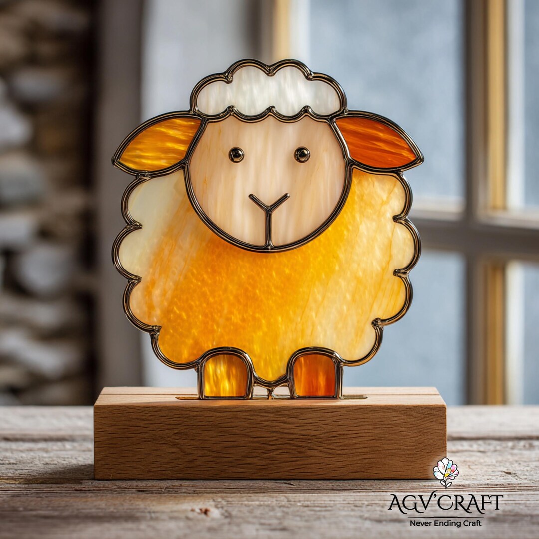 Sheep Stained Glass Pattern, Sheep Suncatcher, Goat Stained Glass ...