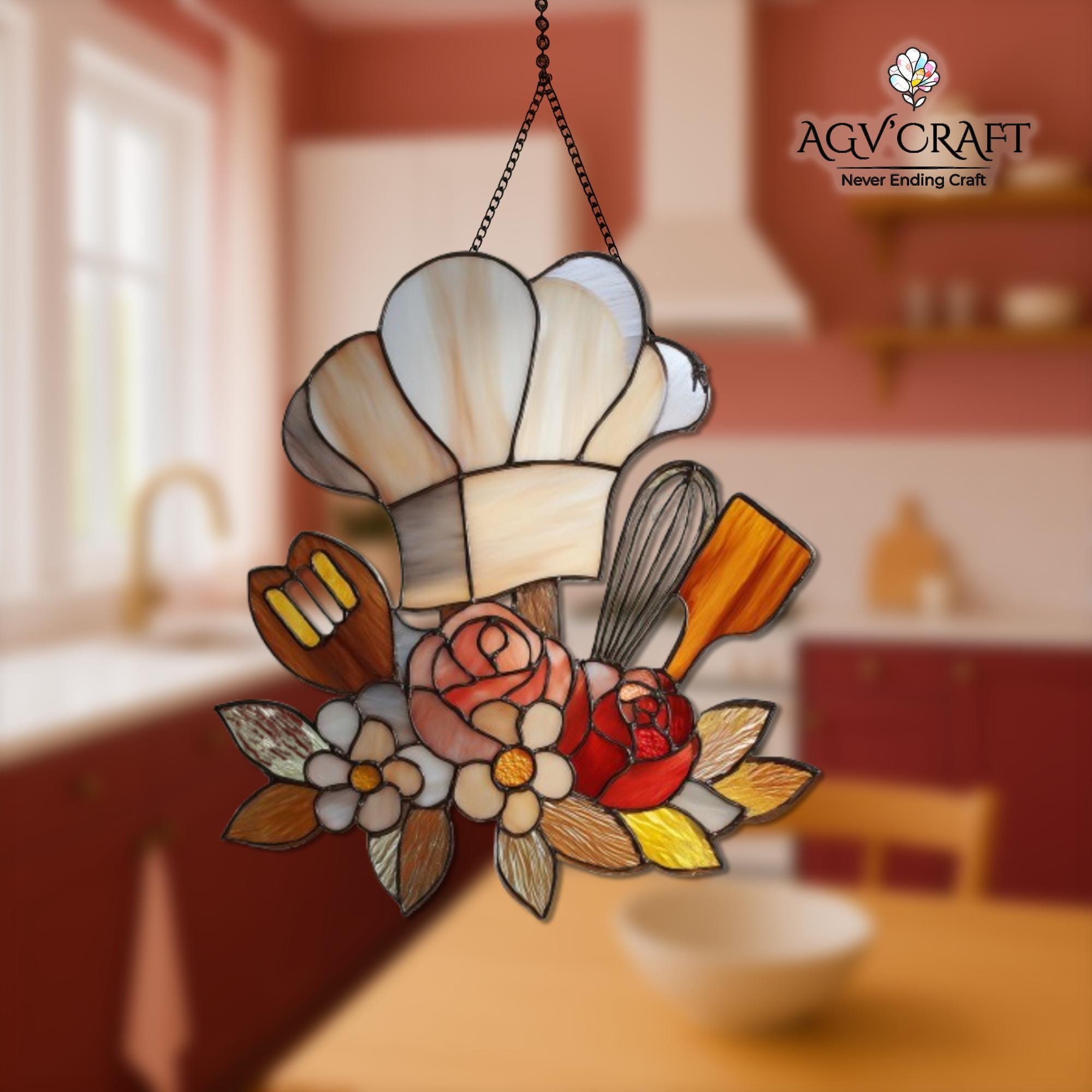 Chef Tools Stained Glass Pattern, Chef Tools Suncatcher, Kitchen Decor ...