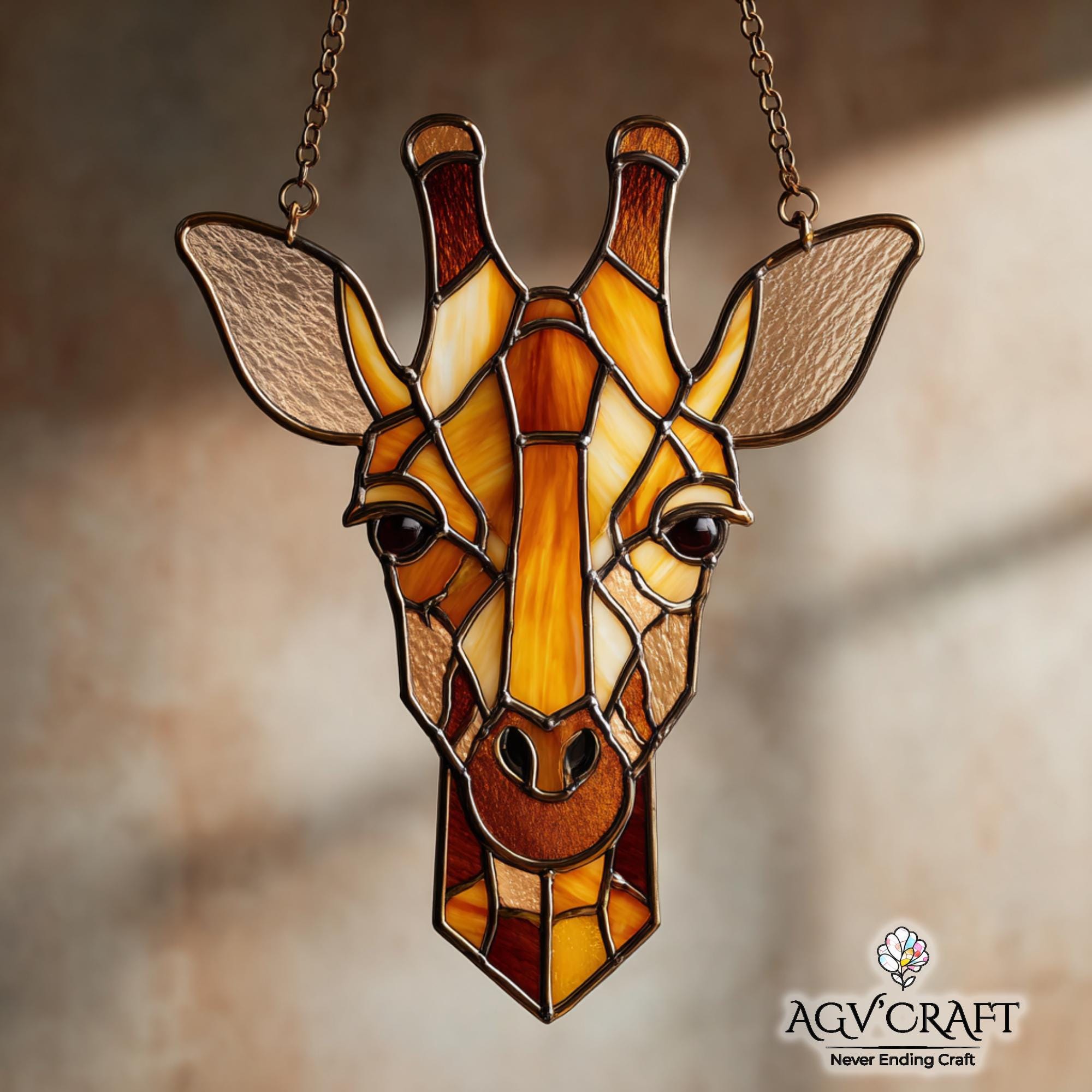 Giraffe Stained Glass Pattern, Giraffe Suncatcher, Giraffe Face Stained ...