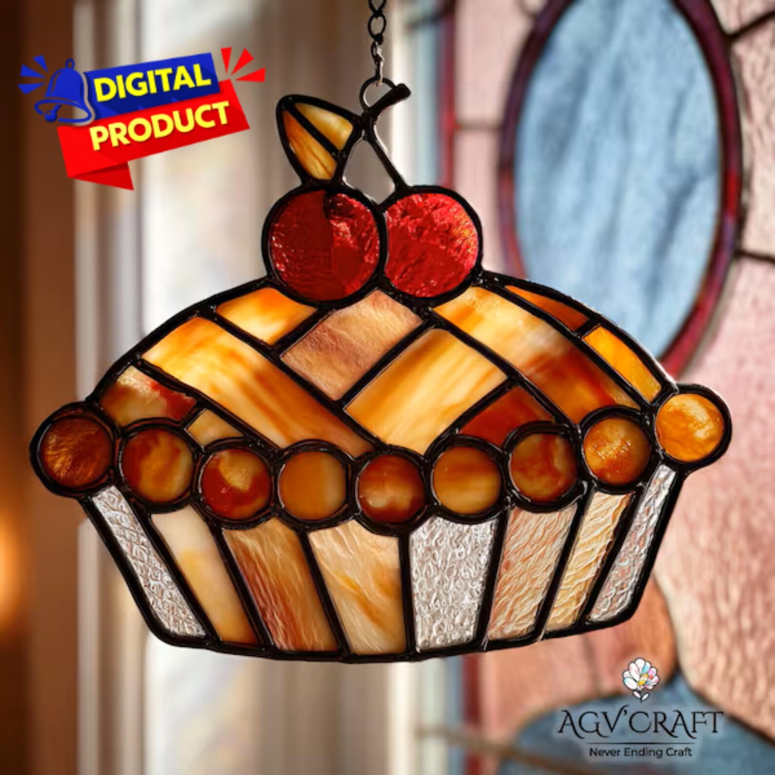 Pie Stained Glass Pattern, Sweet Pie Suncatcher, Cake Glass Pattern ...