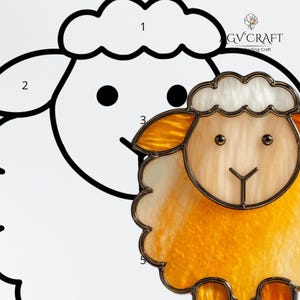 Sheep Stained Glass Pattern, Sheep Suncatcher, Goat Stained Glass ...