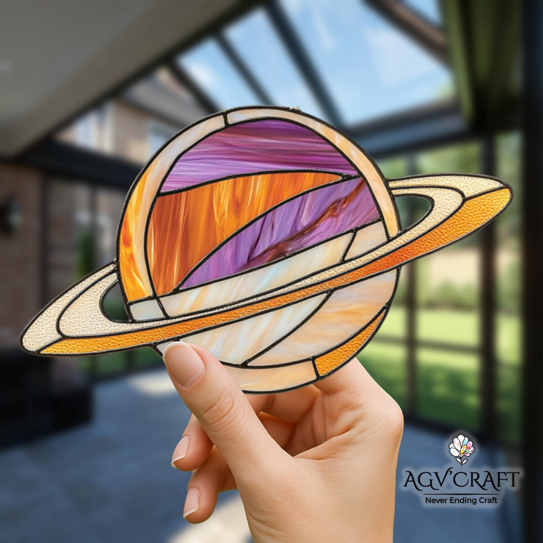 Planet Stained Glass Pattern, Stained Glass Planet Window Hanging ...