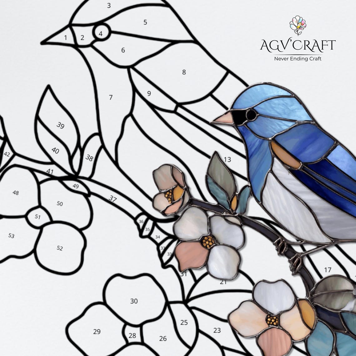 Bluebird of Happines Stained Glass Pattern, Blue Jay Suncatcher, Bird ...