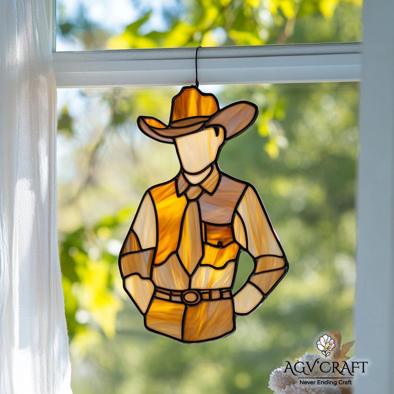 Cowboy Stained Glass Pattern Western Life Stained Glass Pattern 0629