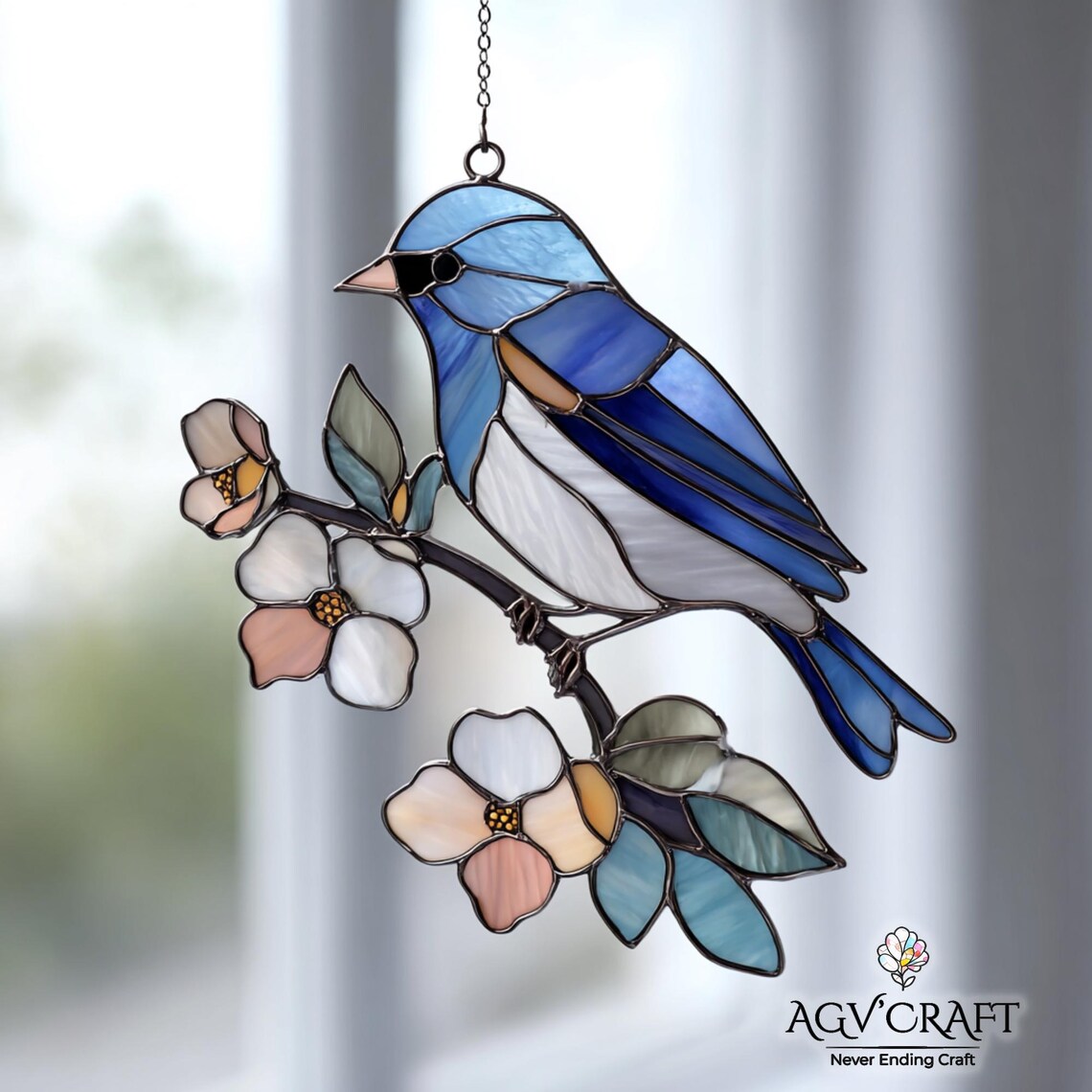 Bluebird of Happines Stained Glass Pattern, Blue Jay Suncatcher, Bird ...