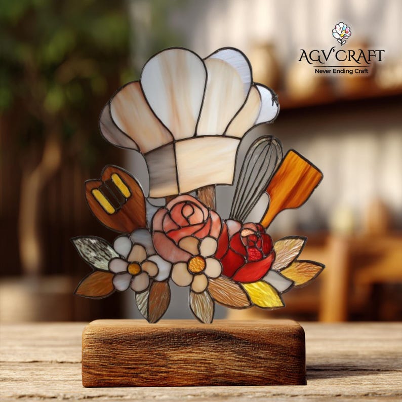 Chef Tools Stained Glass Pattern, Chef Tools Suncatcher, Kitchen Decor ...