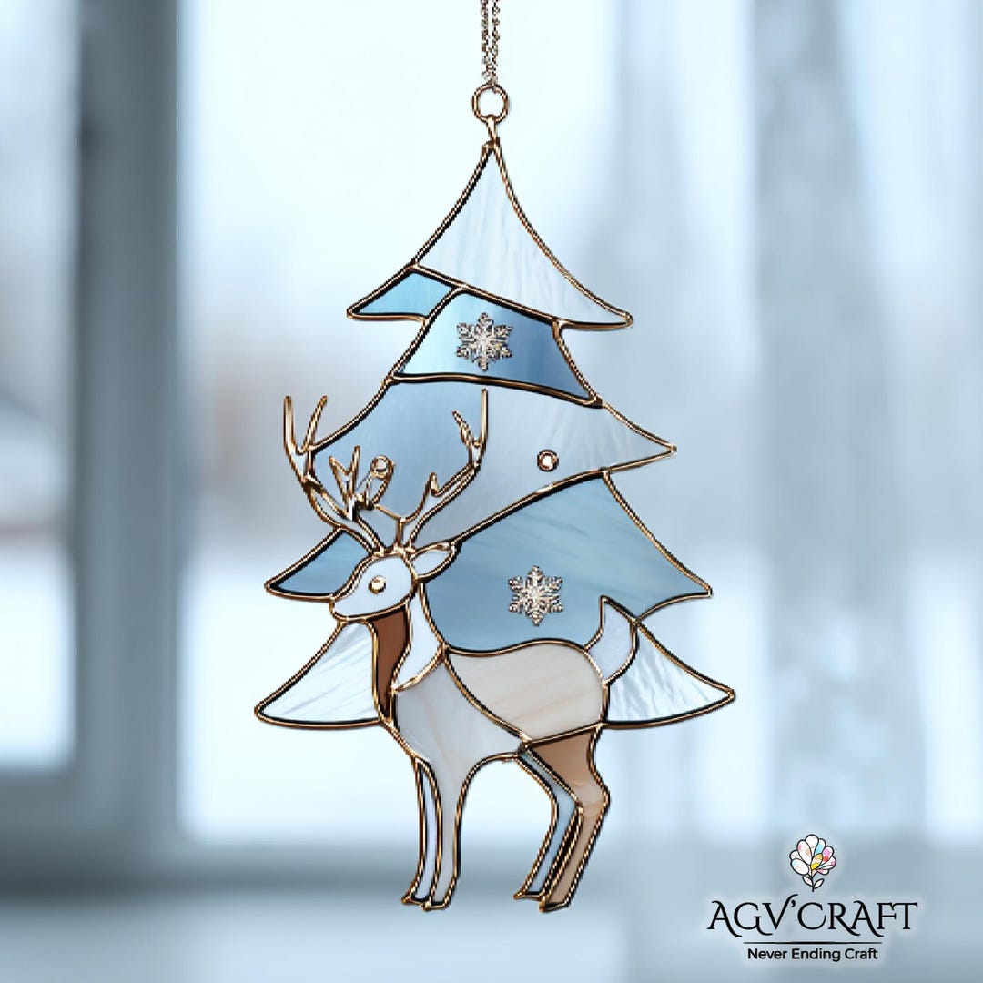 Winter Stained Glass Pattern, Winter Season Suncatcher, Snow Fall ...