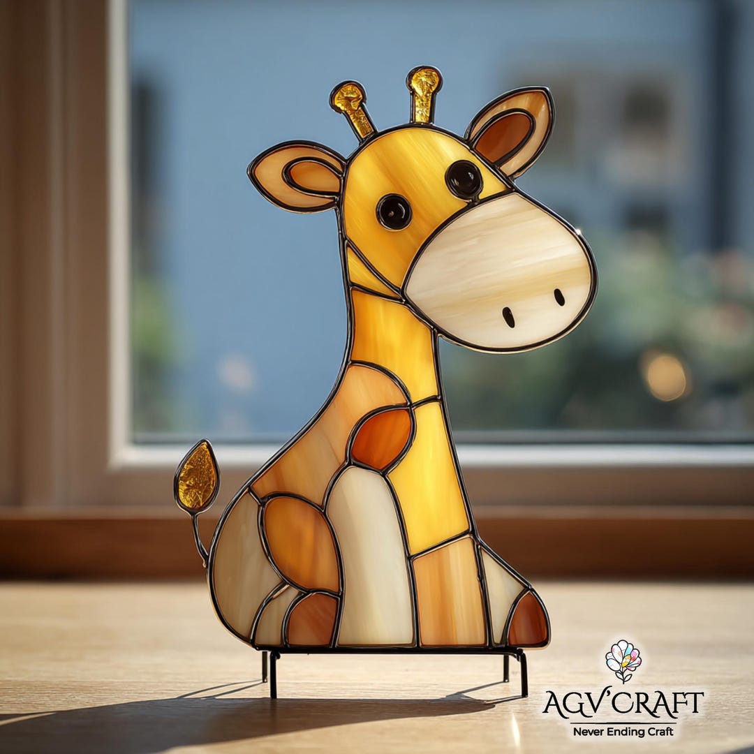 Cute Safari Giraffe Stained Glass Pattern, Safari Giraffe Suncatcher ...