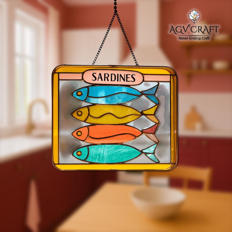 Sardine Stained Glass Suncatcher Pattern, DIY Fish Art (PDF Pattern) - Etsy