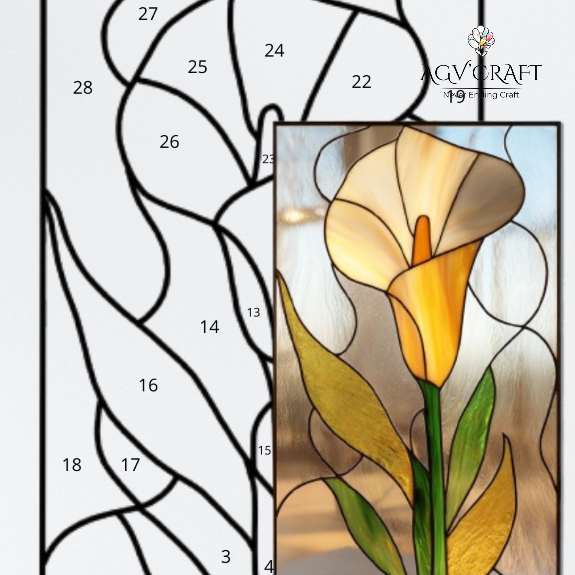 Calla Lily Stained Glass Pattern, Calla Lily Suncatcher, Calla Lily ...