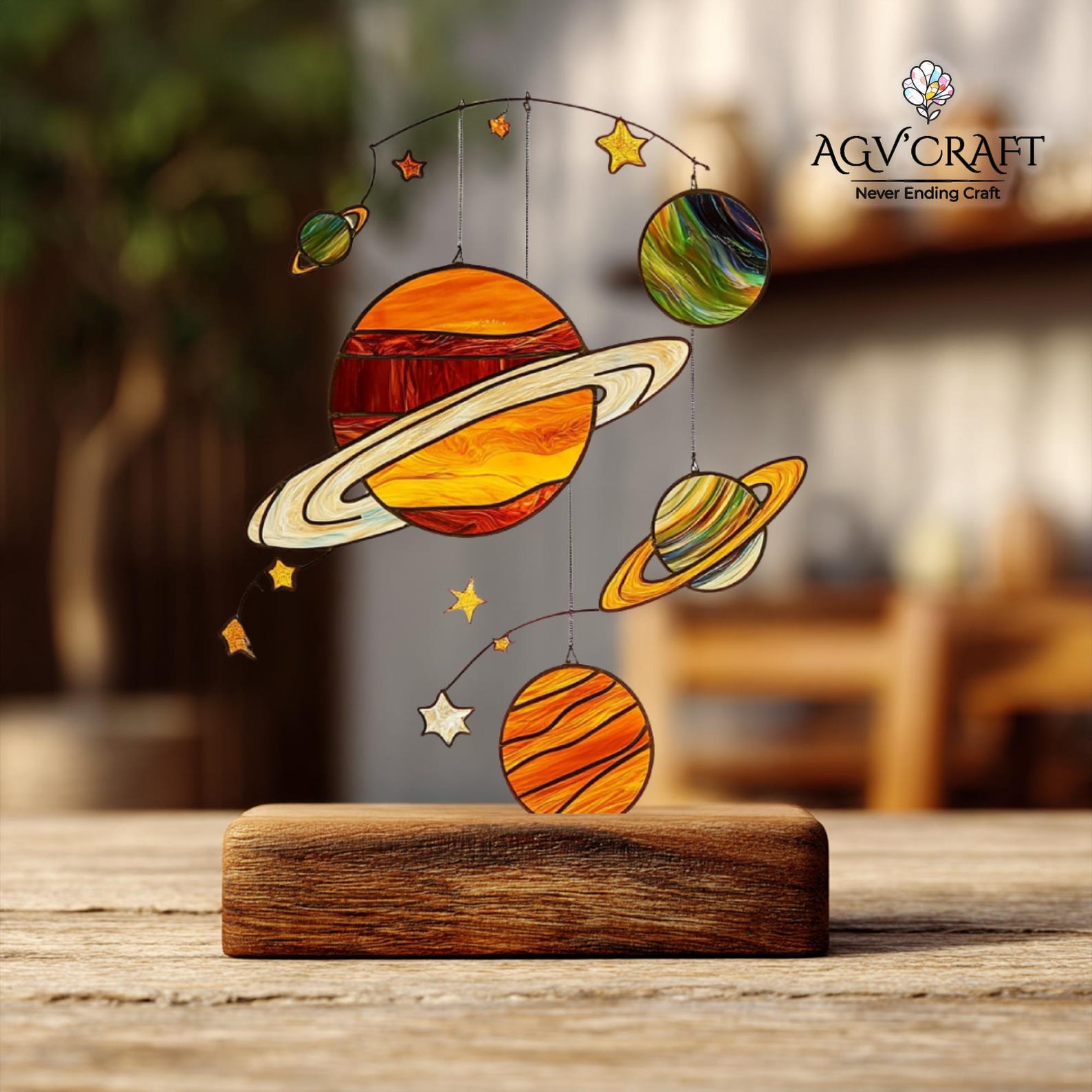 Solar System Stained Glass Pattern, Space Art Suncatcher, Space Stained ...