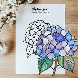 Hydrangea Stained Glass Pattern, Flower Gifts Stained Glass Pattern ...