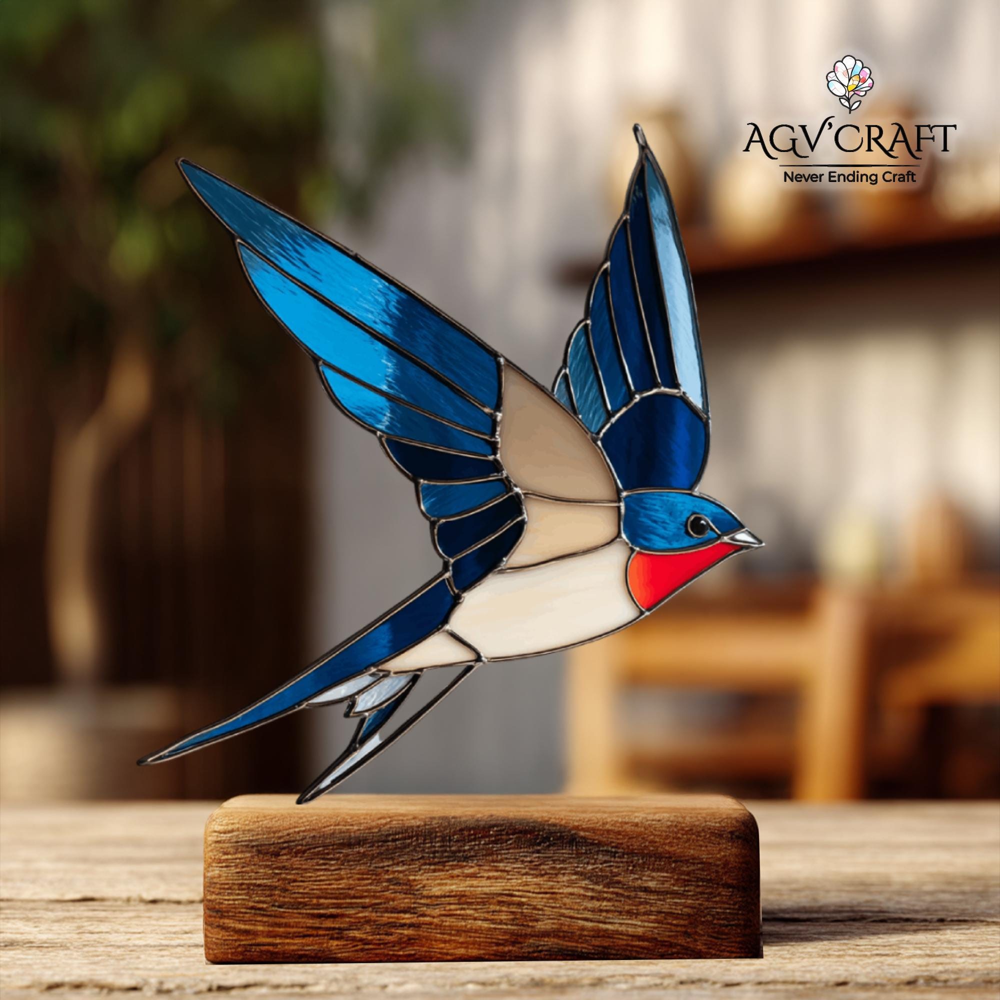 Swallow Stained Glass Pattern, Swallow Suncatcher Pattern, Bird Stained ...