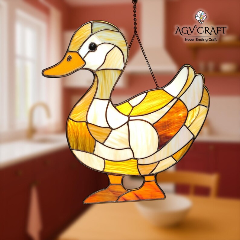 Mallard Duck Stained Glass Pattern, Duck Suncatcher Template, DIY Home ...