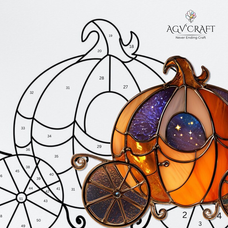 Pumpkin Carriage Stained Glass Pattern, Stained Glass Pumpkin Carriage ...