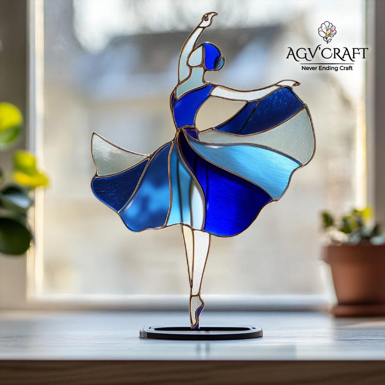 Dancing Stained Glass Pattern, Ballerina Suncatcher, Ballerina Stained ...