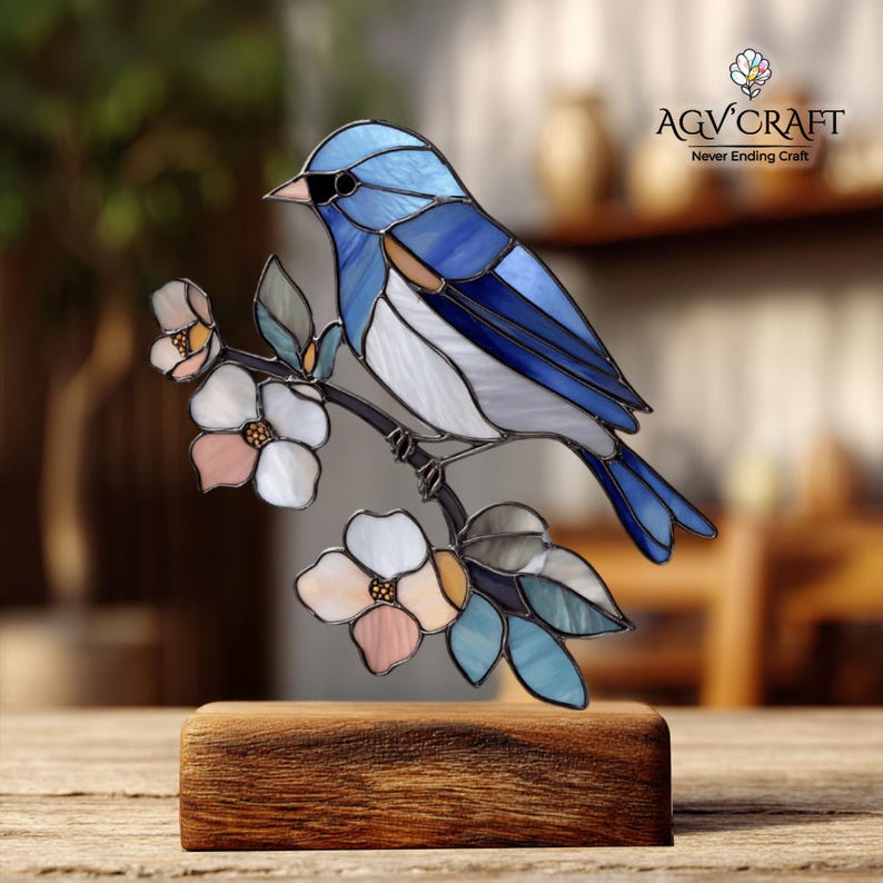 Bluebird of Happines Stained Glass Pattern, Blue Jay Suncatcher, Bird ...