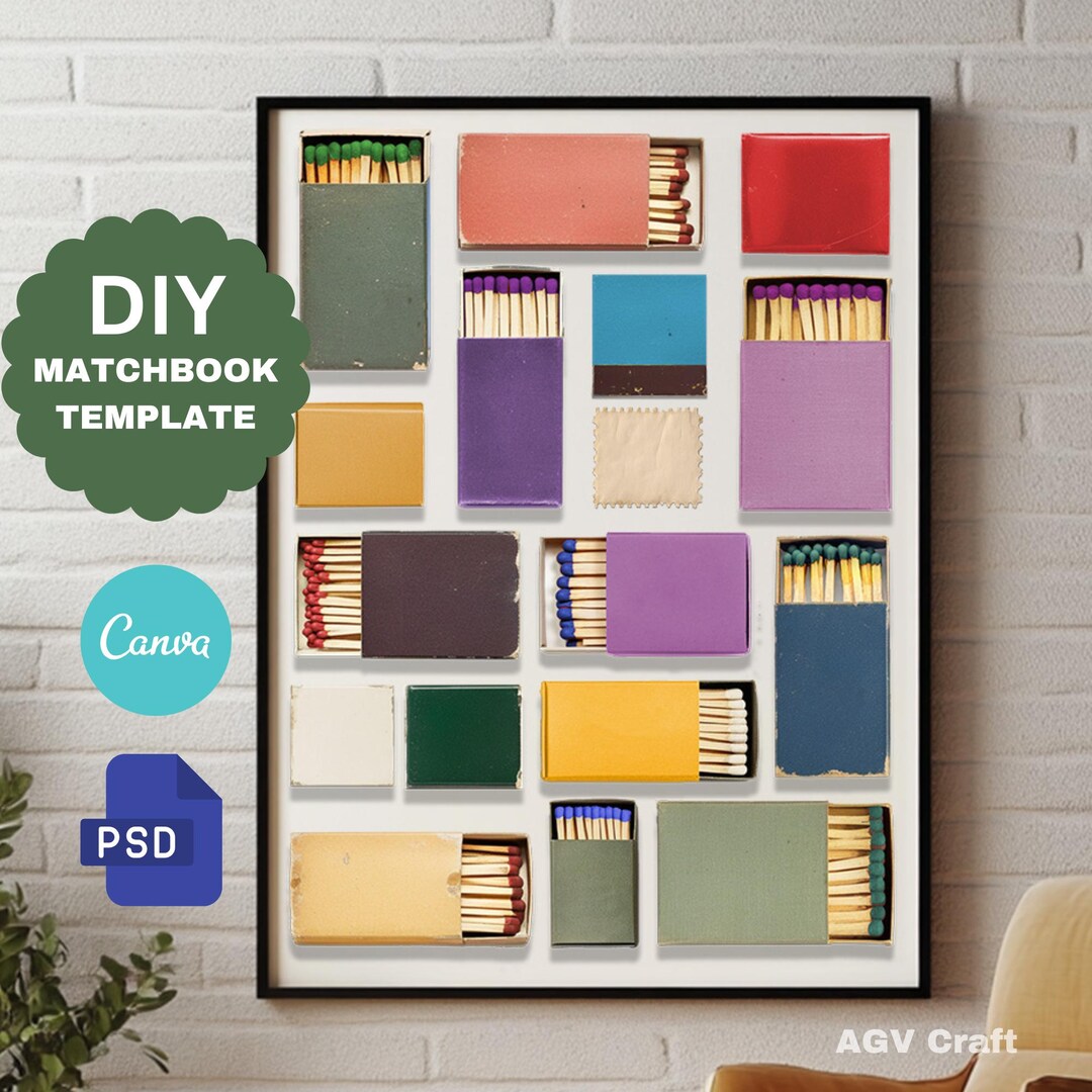 Matchbook Poster Template, DIY Blank Matchbook Canva and PSD Template ...