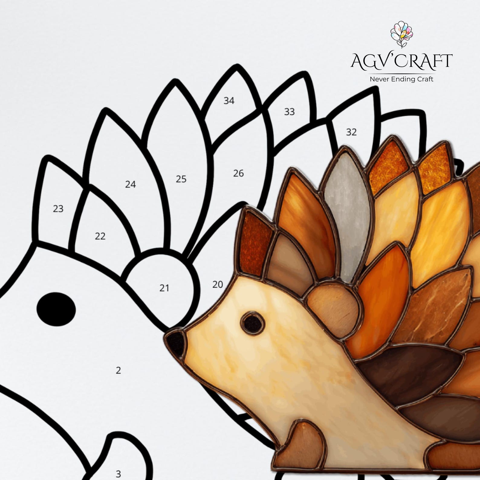 Hedgehog Stained Glass Pattern, Hedgehog Suncatcher, Animal Stained ...