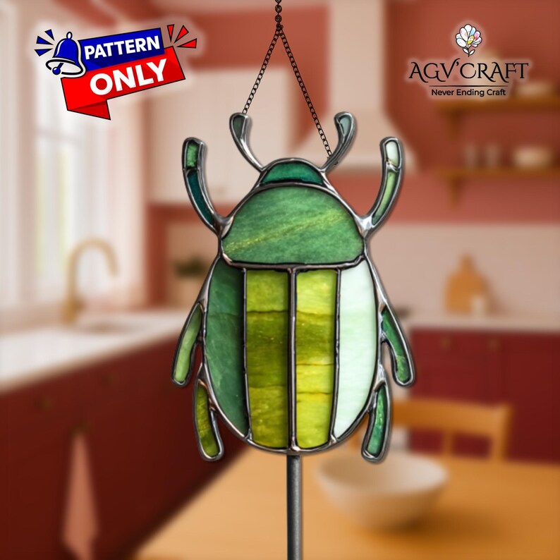 Beetle Stained Glass Plant Stakes Pattern, Beetle Suncatcher Template ...