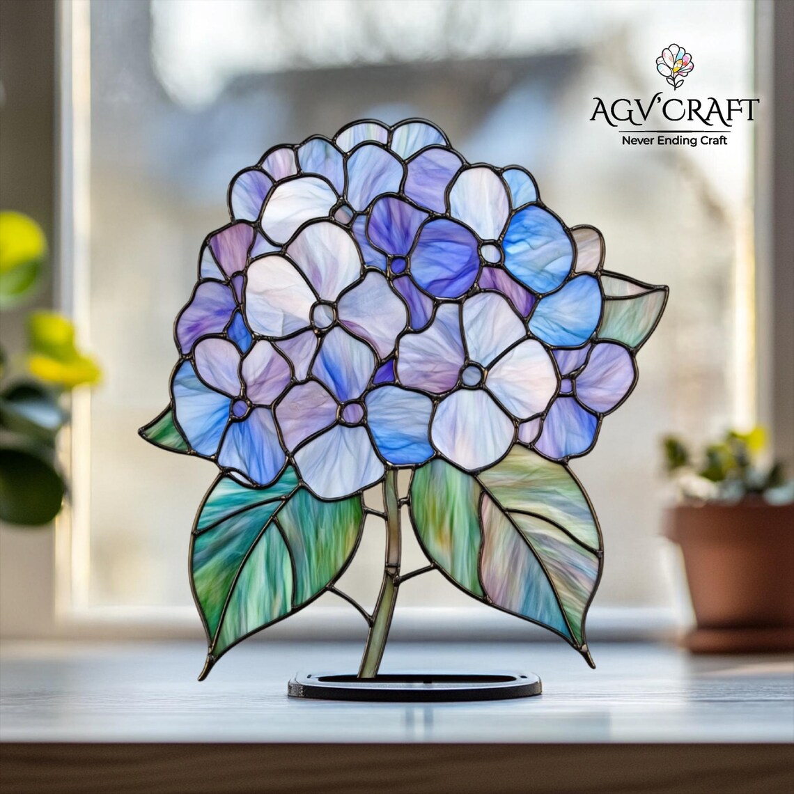 Hydrangea Stained Glass Pattern, Flower Gifts Stained Glass Pattern ...